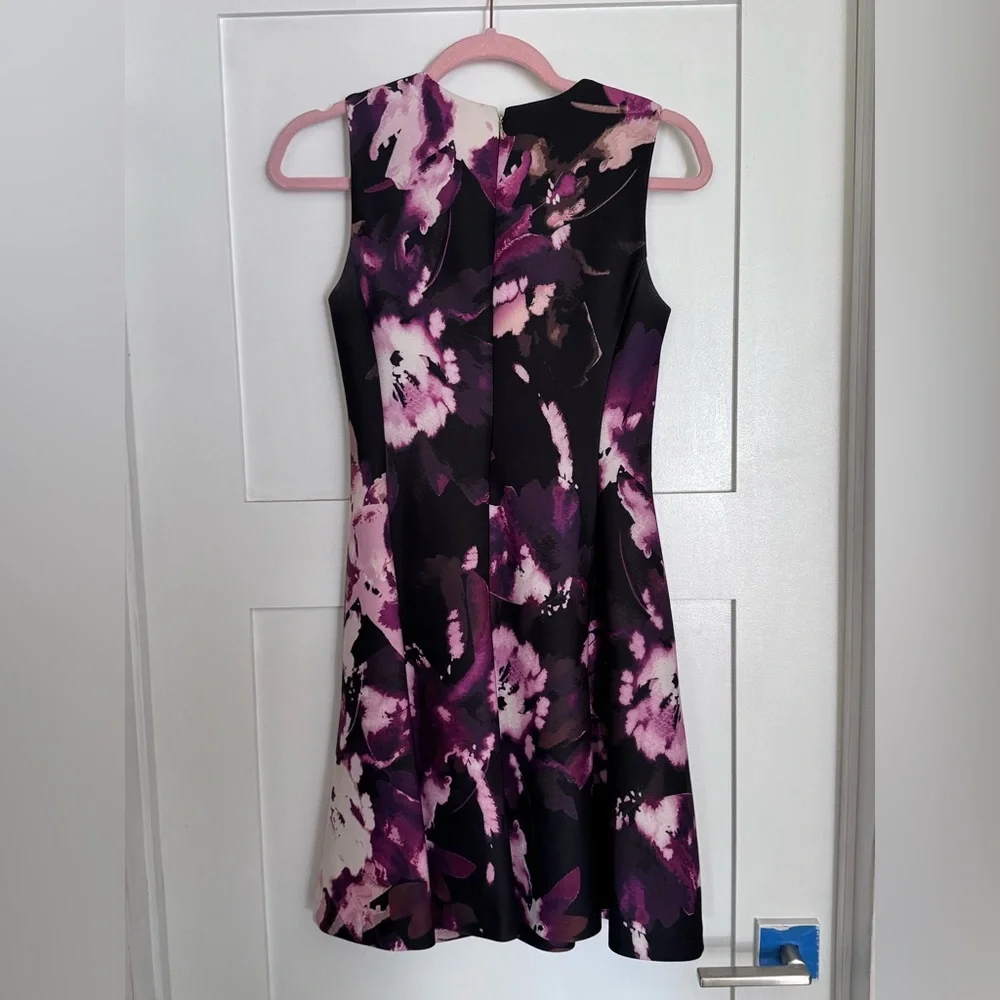 Dkny | Dresses | Dkny Black Floral Midi Dress With Pink And Purple ...